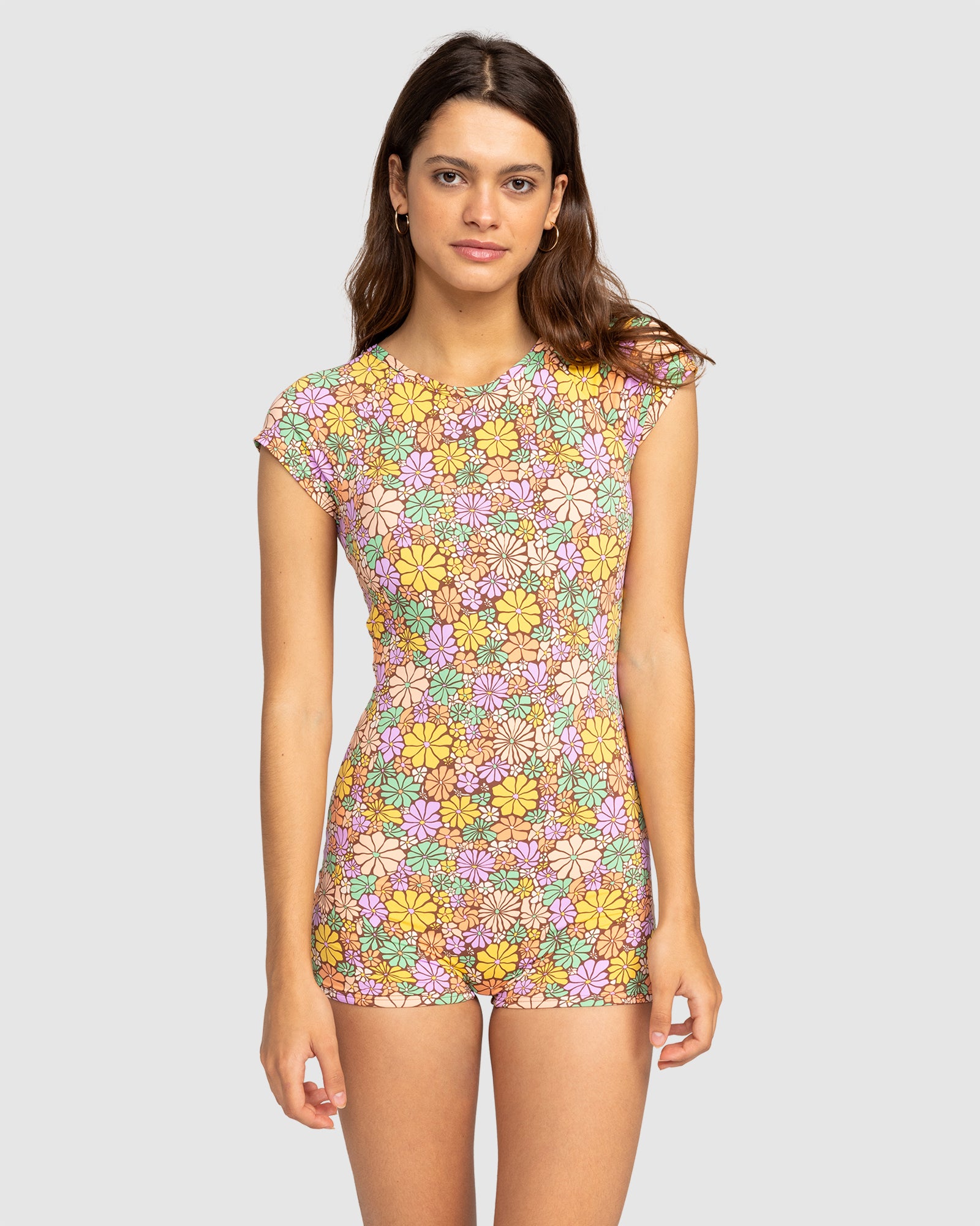 Womens All About Sol Short Sleeve One-Piece Swimsuit - ROOT BEER ALL ...