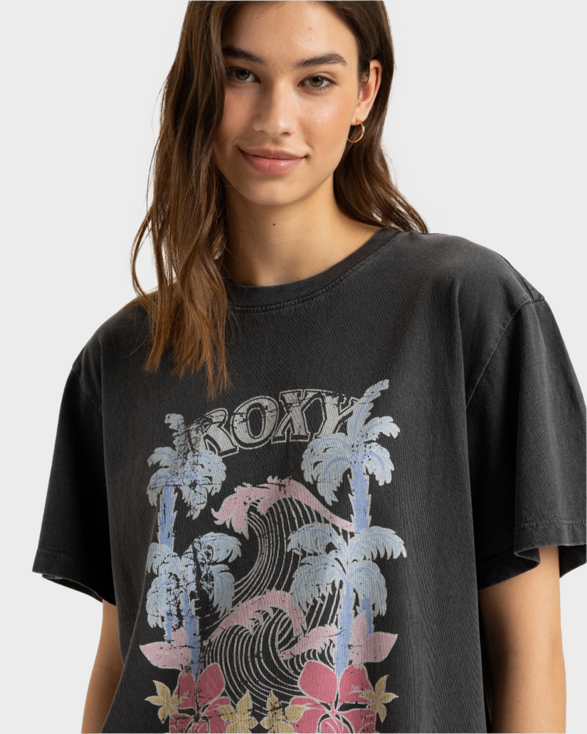 Womens Sunny Oversized Stone Wash T-Shirt - PHANTOM | Roxy