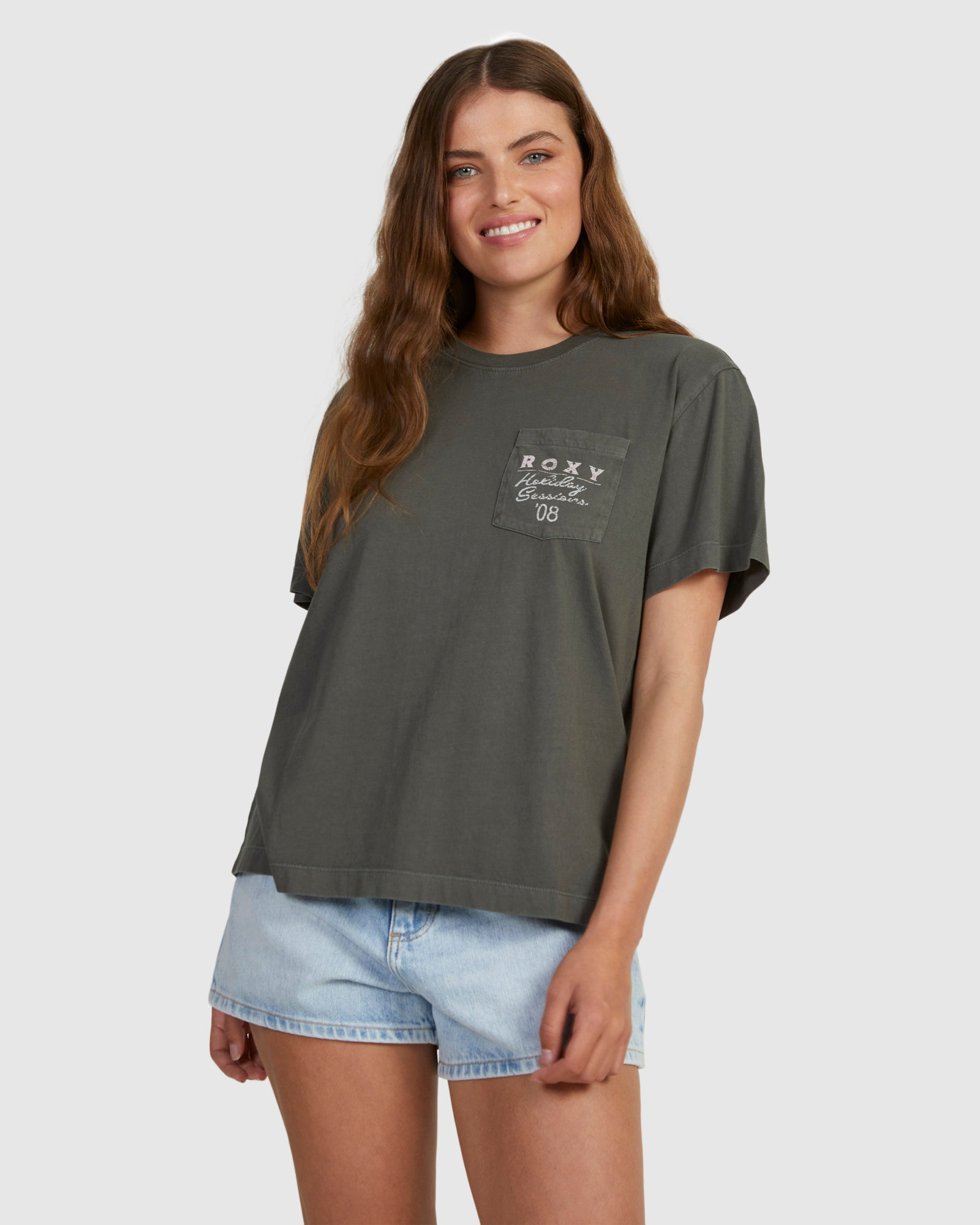 Womens Mazzy Tee T-Shirt - ANTHRACITE | Roxy